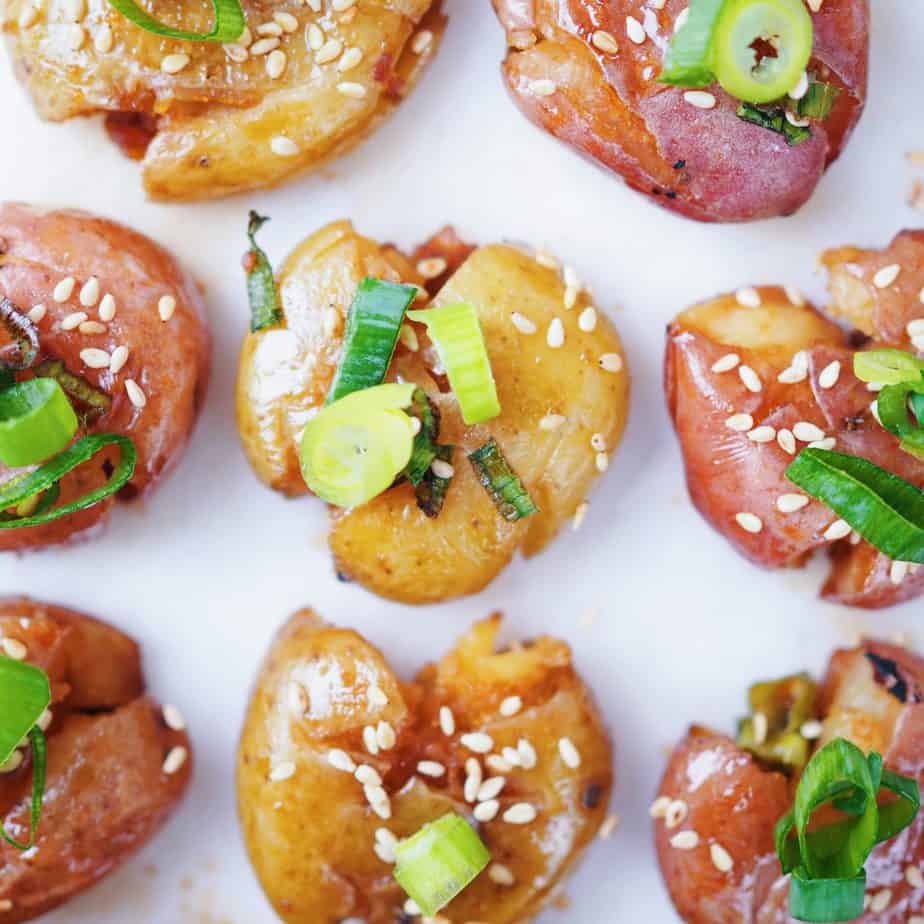 Easy & Simple Asian Sesame Smashed Potatoes - Christie at Home