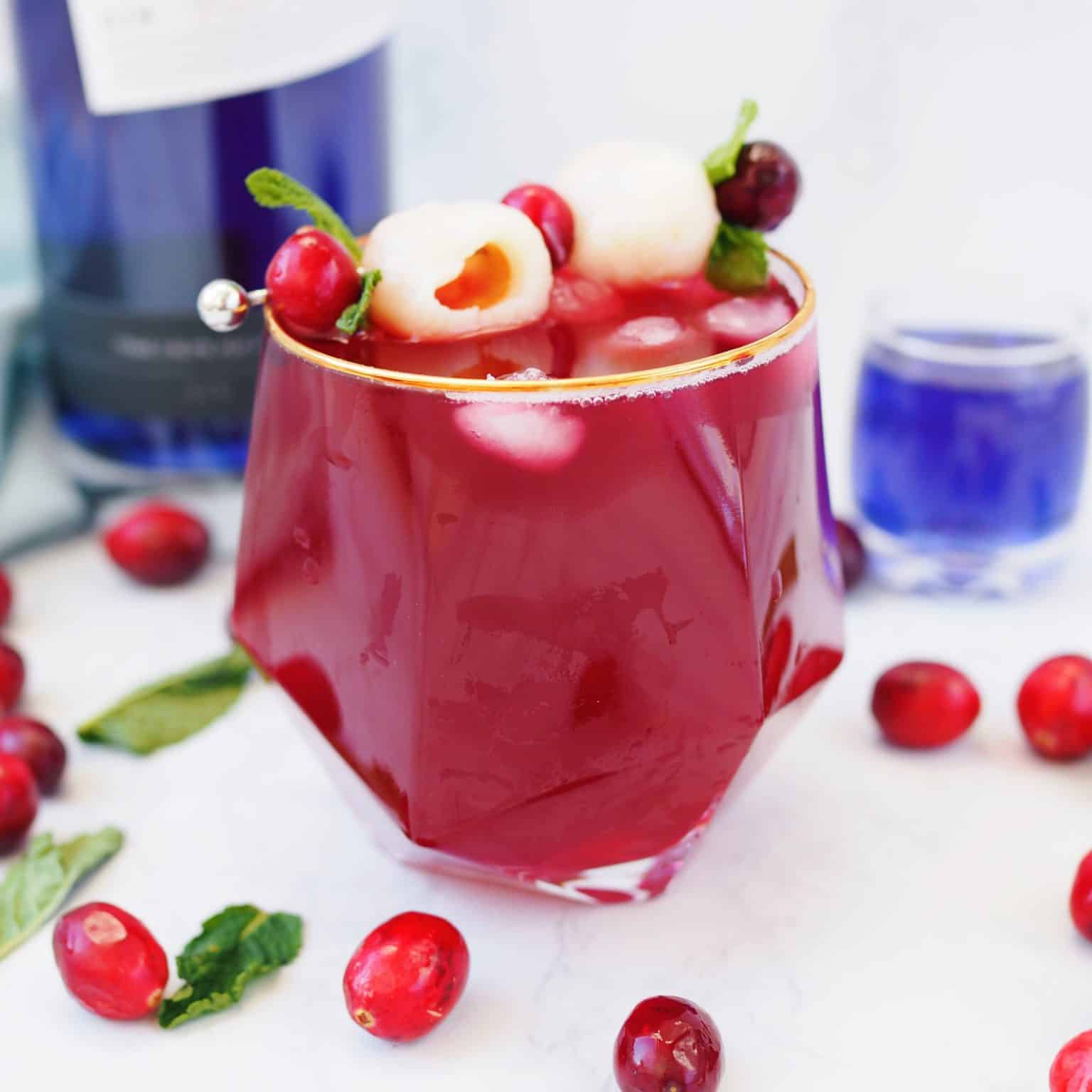 Easy 5-minute Lychee Cranberry Gin Cocktail - Christie at Home