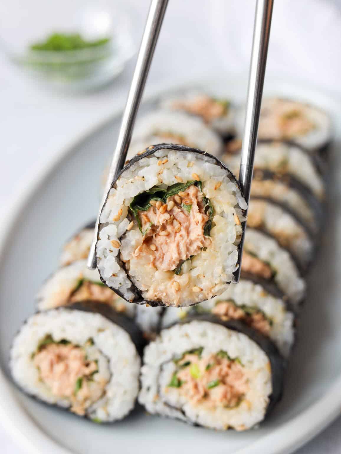 Quick & Easy Korean Spicy Tuna Kimbap - Christie at Home