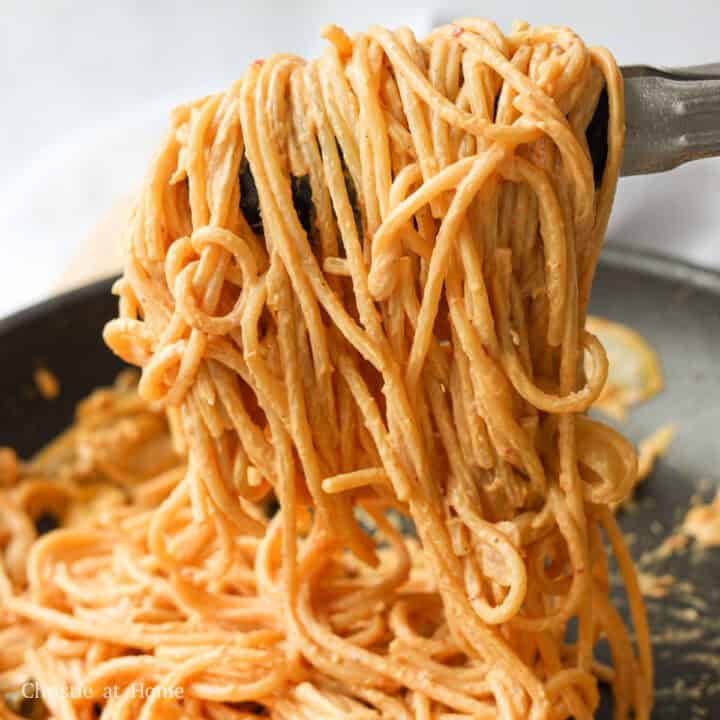 15-minute Easy Kimchi Cream Pasta - Christie at Home