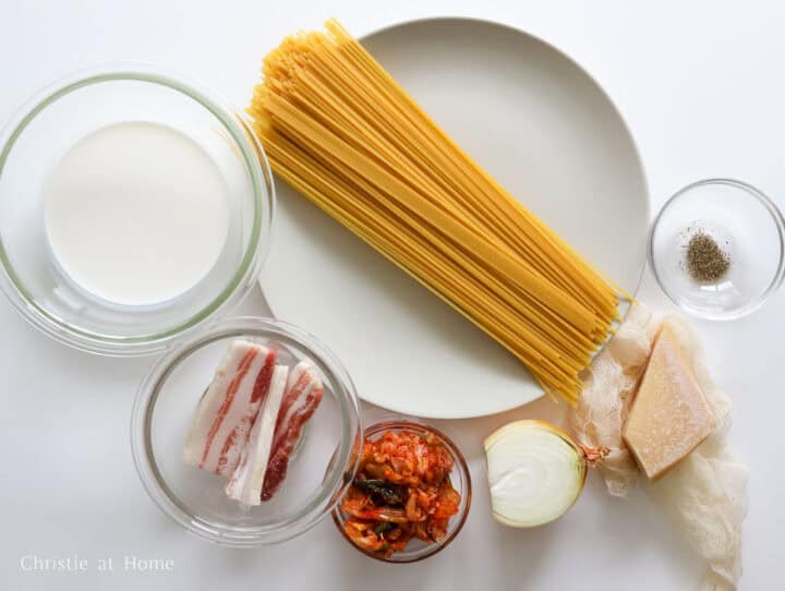 15-minute Easy Kimchi Cream Pasta - Christie at Home