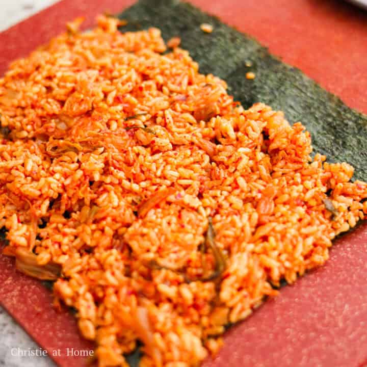 Easy & Simple Cheese Kimchi Kimbap - Christie at Home