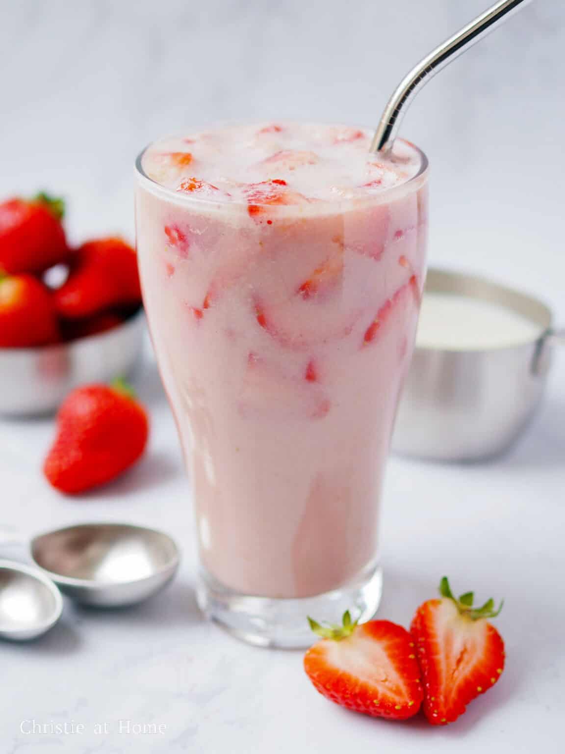 Easy 3-ingredient Strawberry Milk - Christie at Home