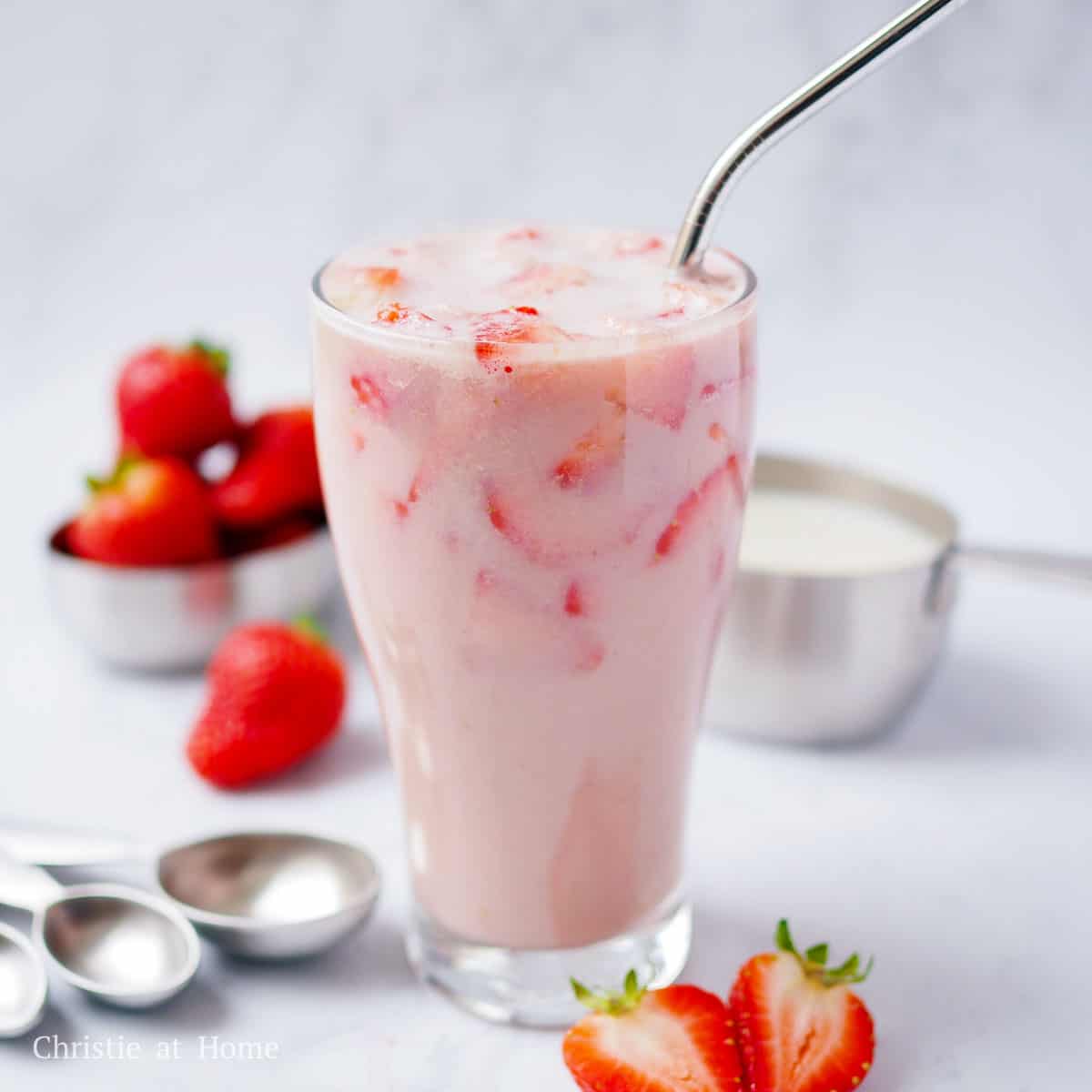 Easy 3-ingredient Strawberry Milk - Christie at Home