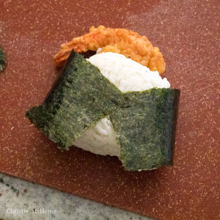 Easy & Simple Tenmusu (Shrimp Tempura Rice Ball) - Christie at Home