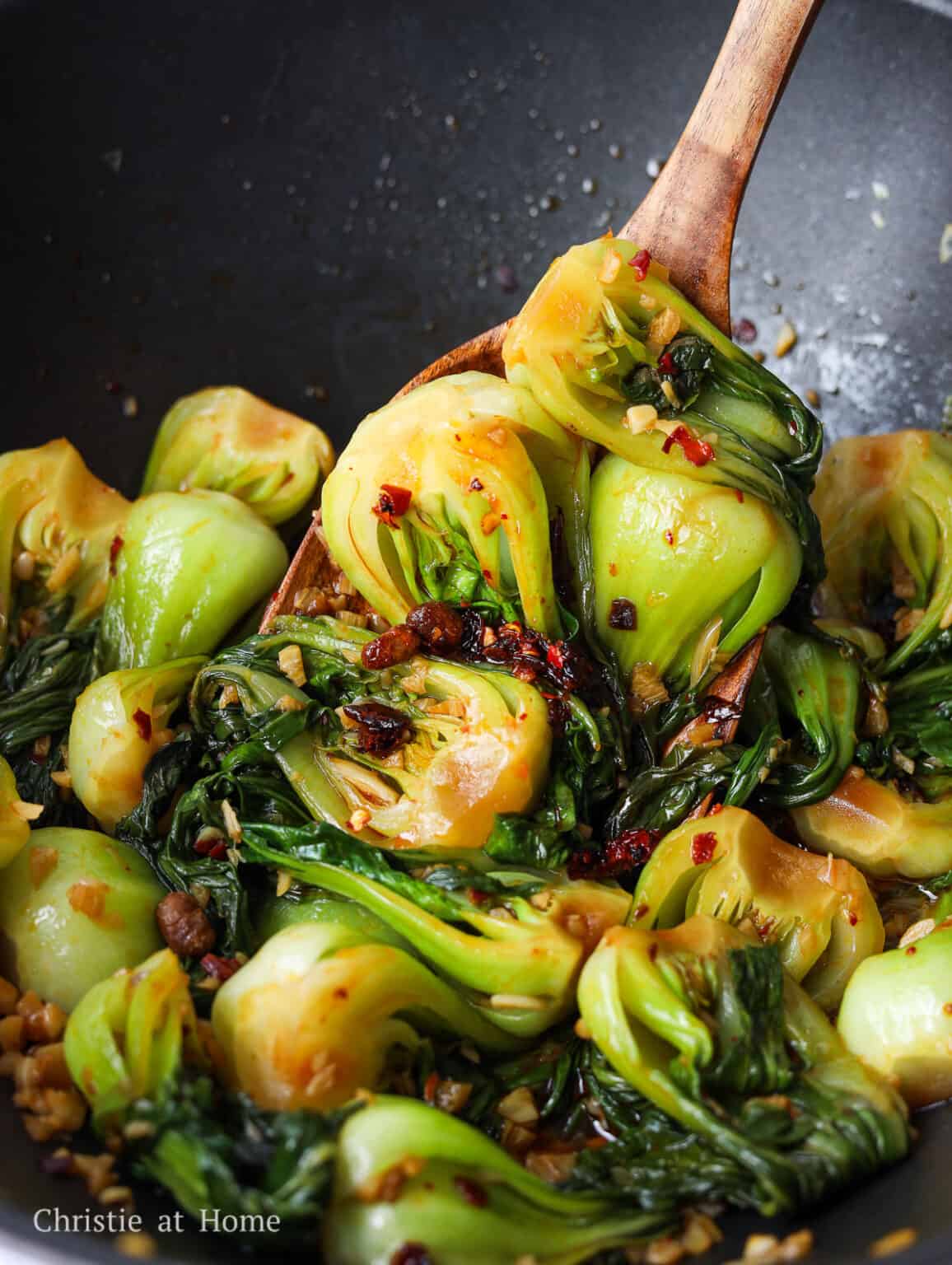 Easy 10-minute Spicy Garlic Bok Choy - Christie at Home
