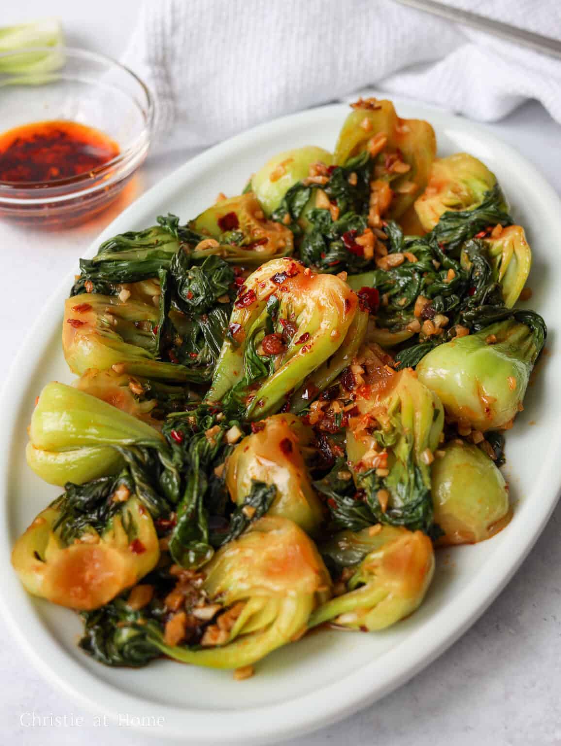 Easy 10-minute Spicy Garlic Bok Choy - Christie at Home