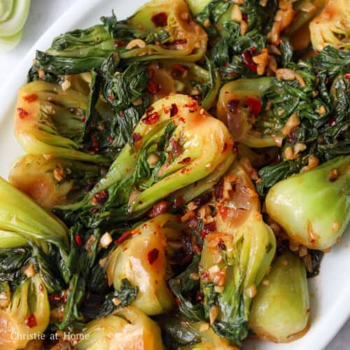 Easy 10-minute Spicy Garlic Bok Choy - Christie at Home