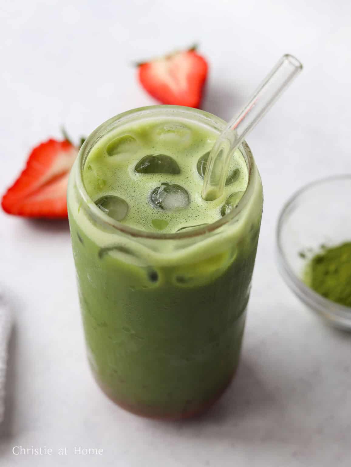 Easy 5-minute Strawberry Matcha Latte - Christie at Home